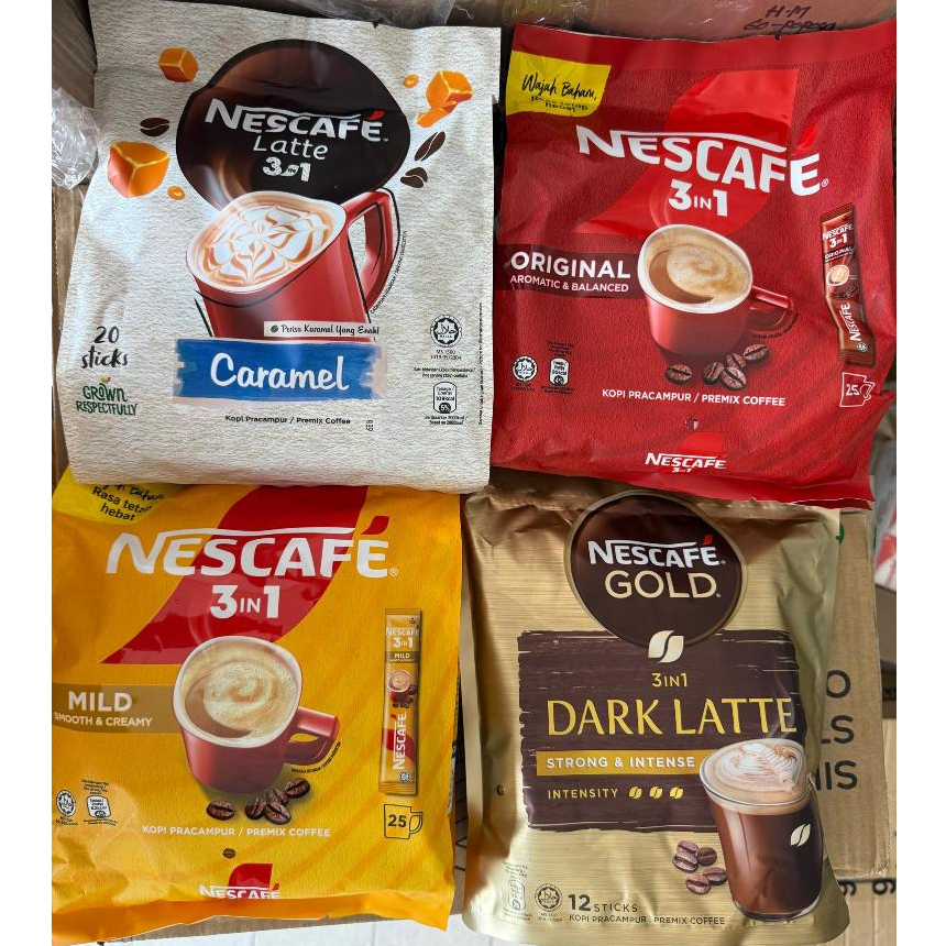Nescafe 3 in 1 Original / Dark Latte / Caramel / Mild (25s x 18g ...