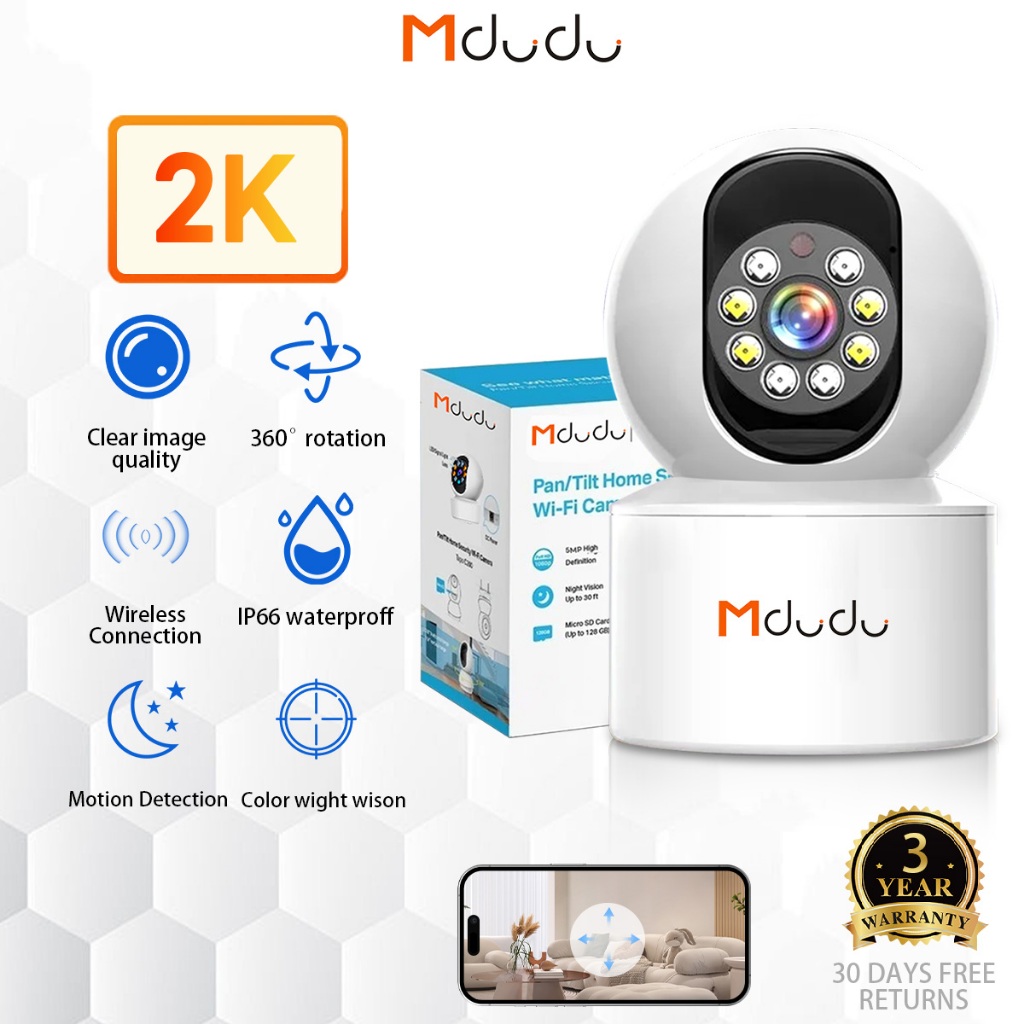 Mdudu HD Wifi Home CCTV Camera 360° Rotation Human Tracking Full Color Night Vision | Shopee ...