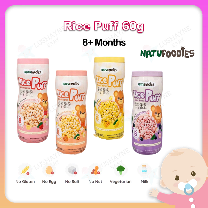 Natufoodies Rice Puff 60g 8 Months Biscuit Baby Food Biskut Snek ...