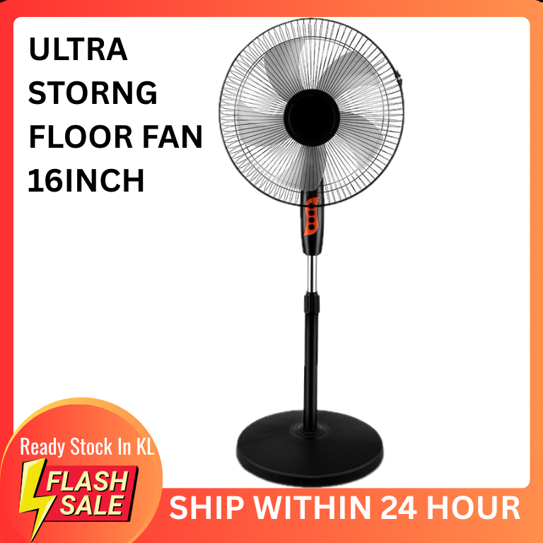 Stand Fan Kipas Berdiri Ultra Strong Floor Stand Fan 16 Inch 5 blades 3 Speed Mode Kipas Berdiri ...