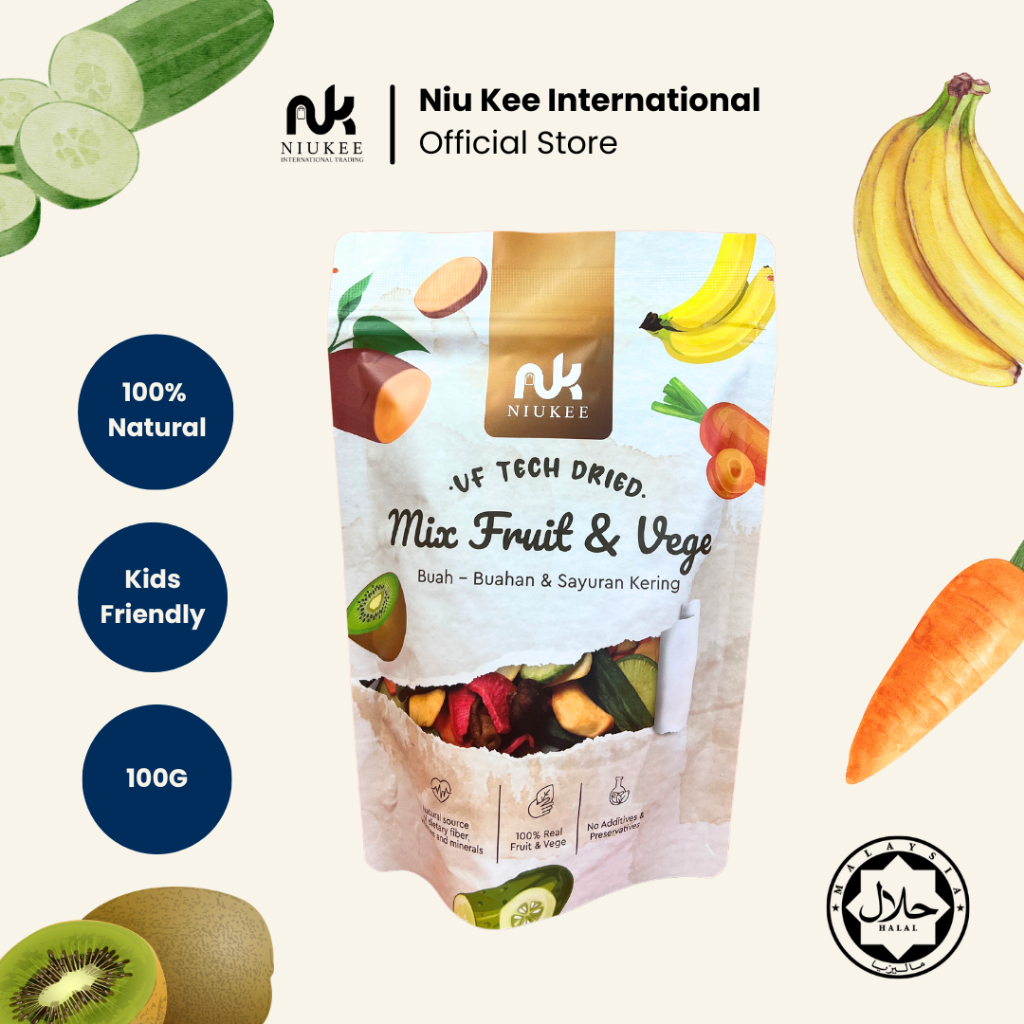 [𝗡𝗶𝘂 𝗞𝗲𝗲] VF Tech Premium Dried Mix Fruits & Vege 100g | Kerepek Sayur ...