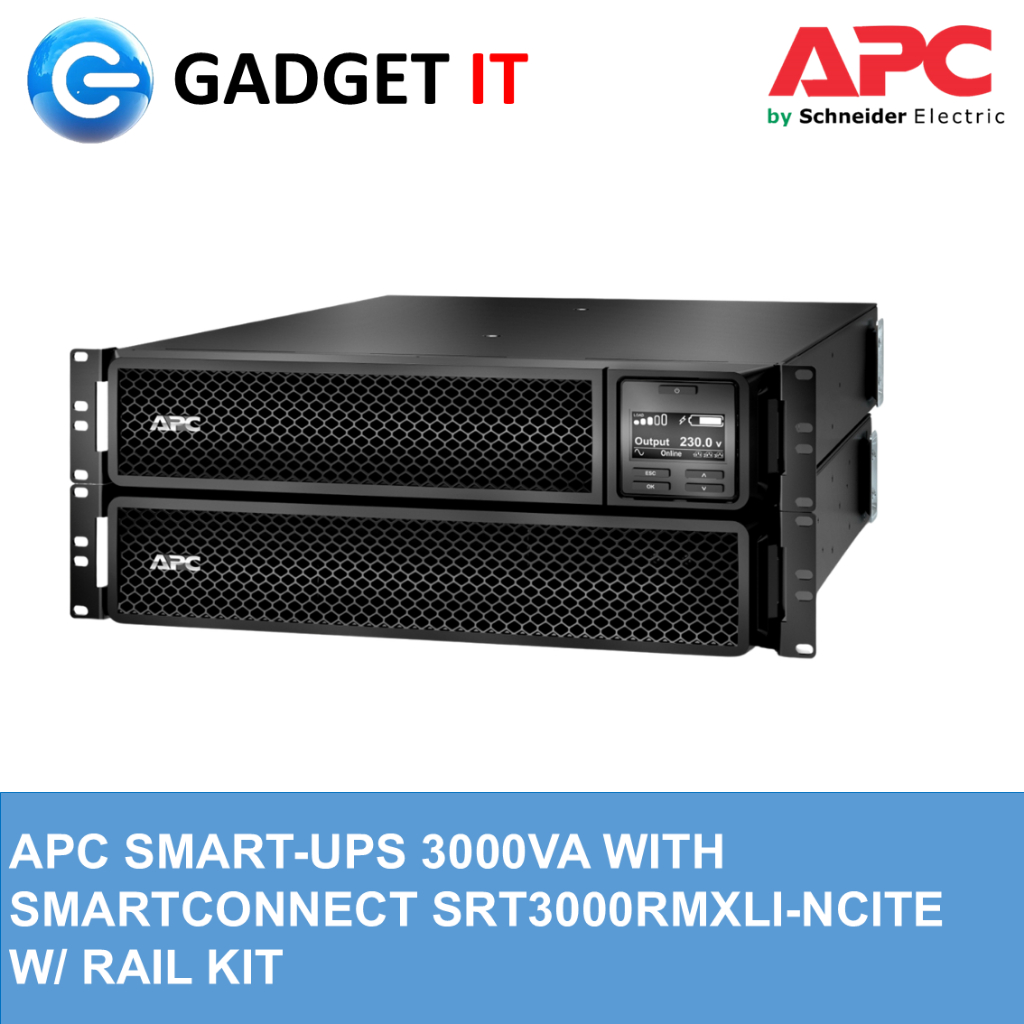 APC SMART-UPS ON-LINE,.KVA,RACKMOUNT 2U,230V WITH RAILKIT (SRT3000RMXLI-NCITE) | Shopee Malaysia