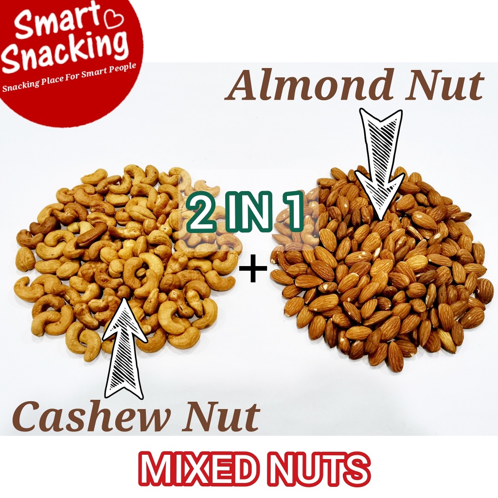 (2in1) Cashew + Almond - Kekacang Campuran Diet - Kacang Campuran Mix ...