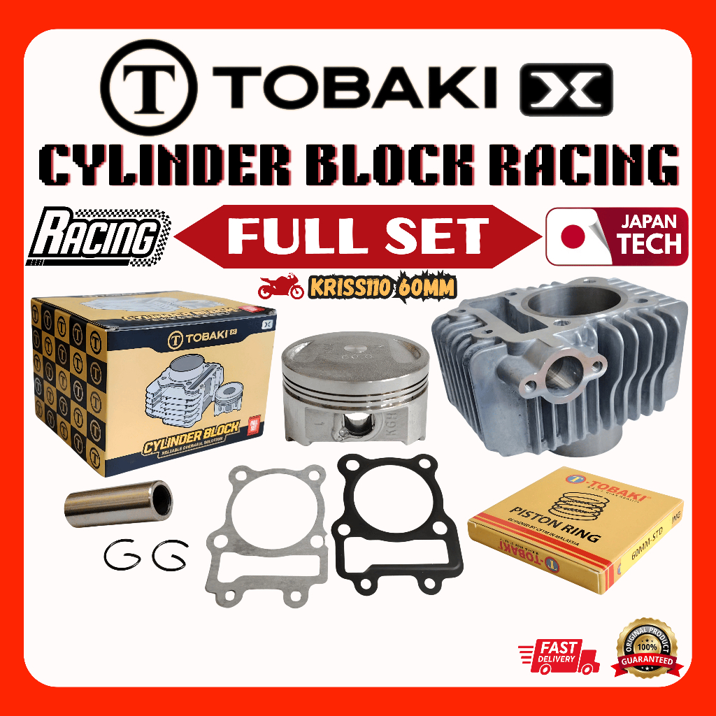 TOBAKI RACING CYLINDER BLOCK RACING FULL SET 100% ORIGINAL KRISS110 ...
