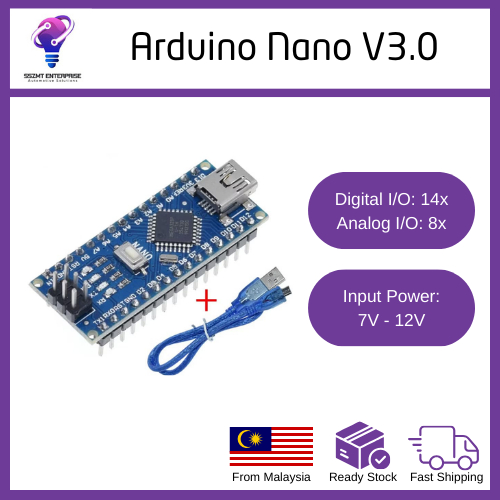 Nano V3.0 ATmega328P controller compatible for arduino nano CH340 USB driver with Cable | Shopee ...