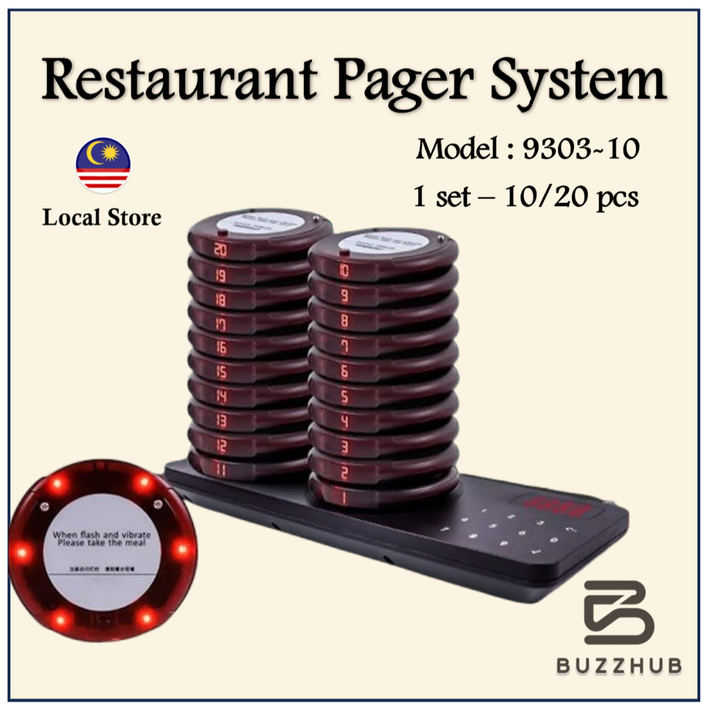 Pager Restaurant Wireless Calling System With 10/20 Buzzers Coaster ...