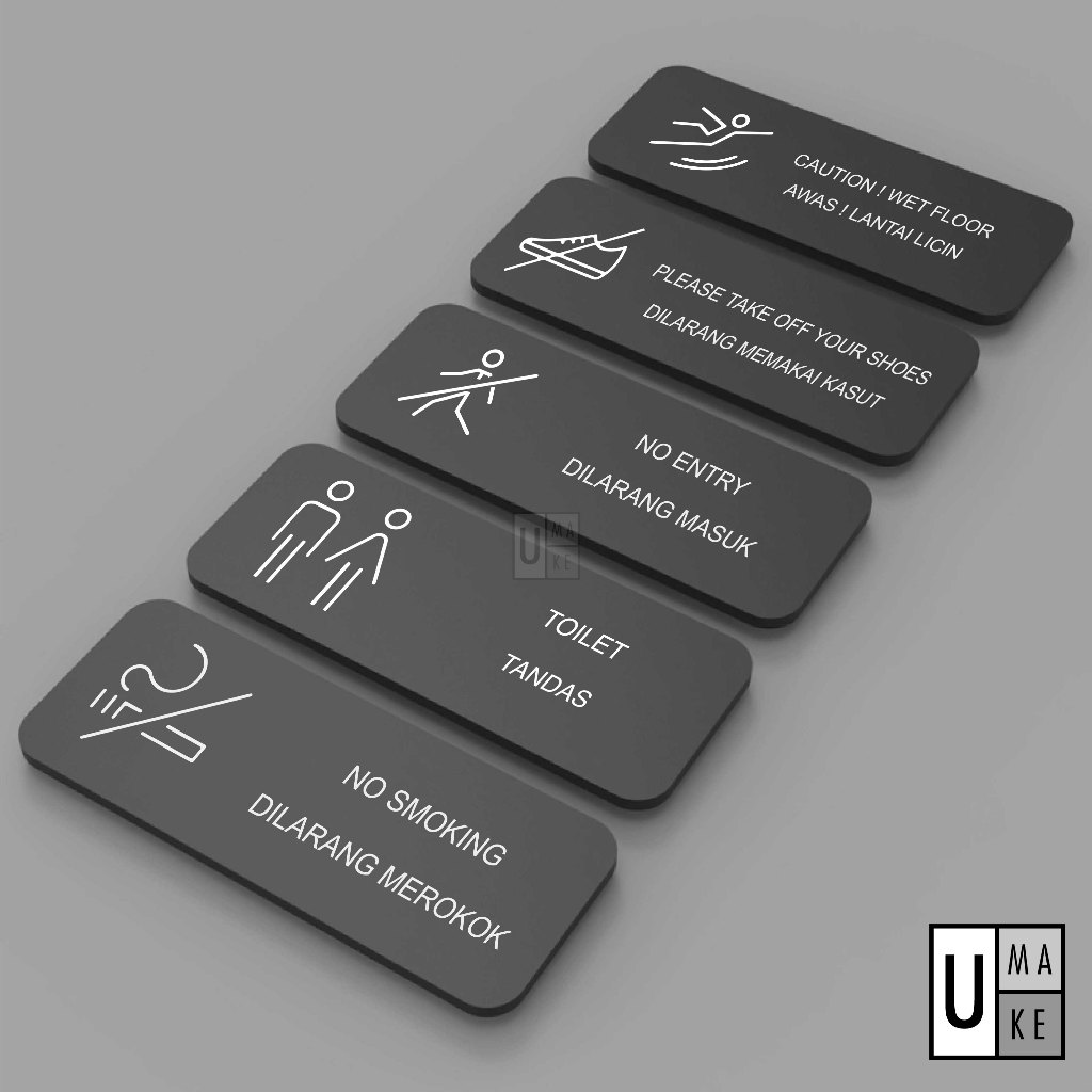 UMAKE Minimalist Acrylic Signage Office Cafe Business Tanda No Smoking ...