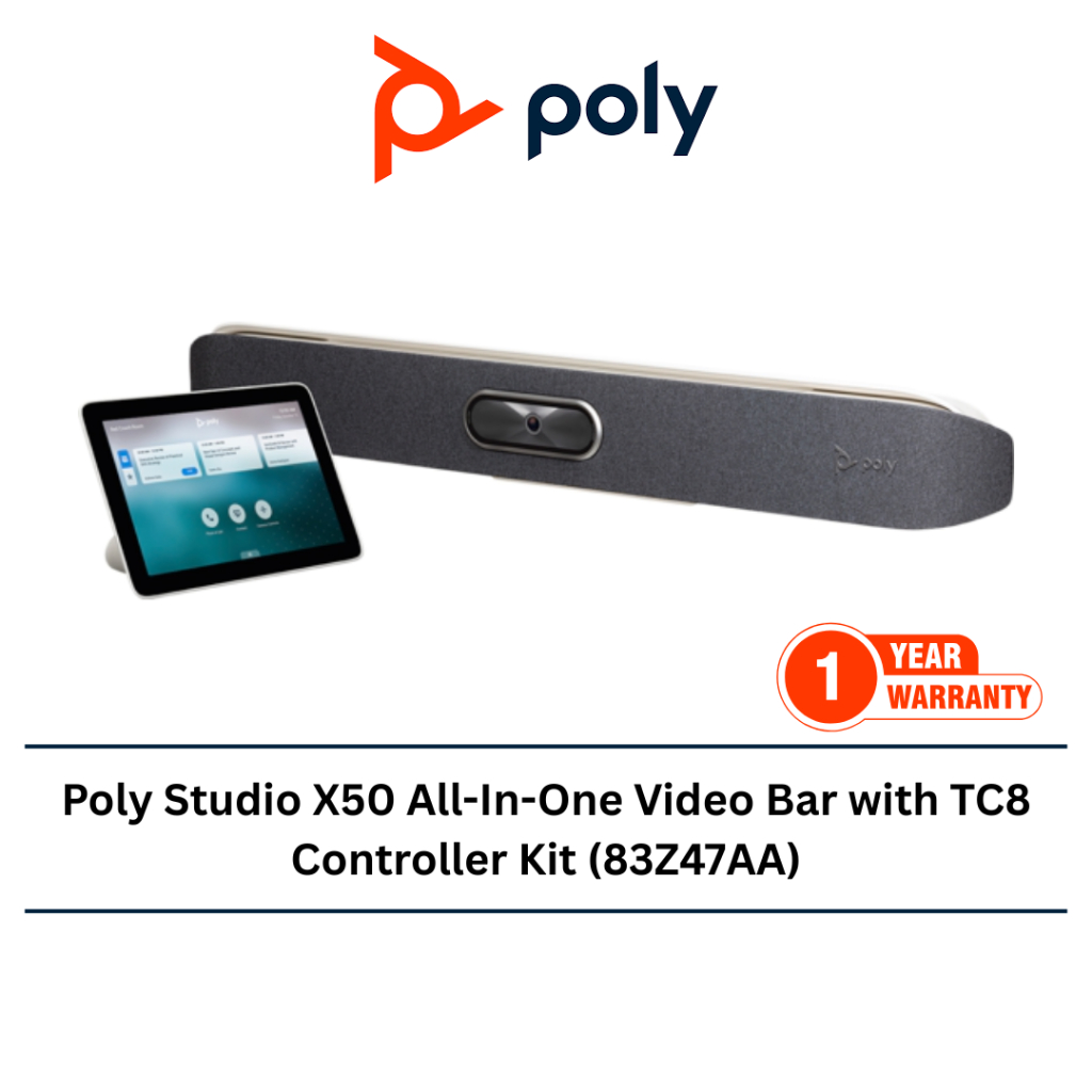 Poly Studio X50 All-In-One Video Bar with TC8 Controller Kit (83Z47AA ...