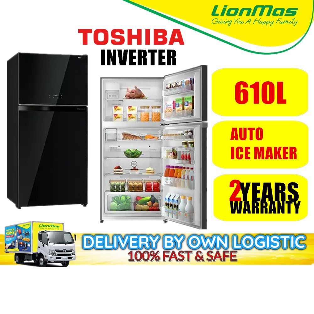 Toshiba 610L Origin Inverter Refridgerator Black Glass FRIDGE PETI ...