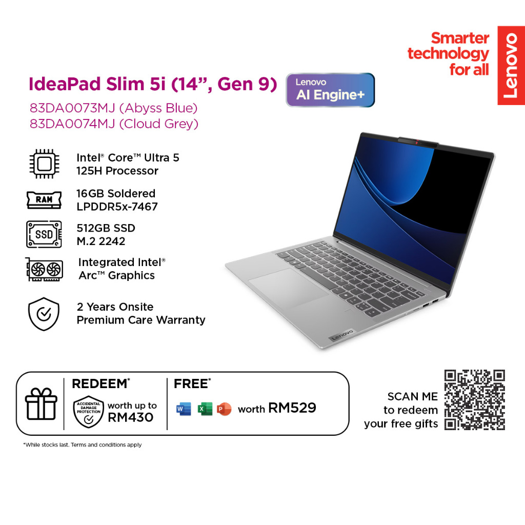 Lenovo Laptop IdeaPad Slim 5 IPS5 AI (Core Ultra 5 125H/ 16GB/512GB ...