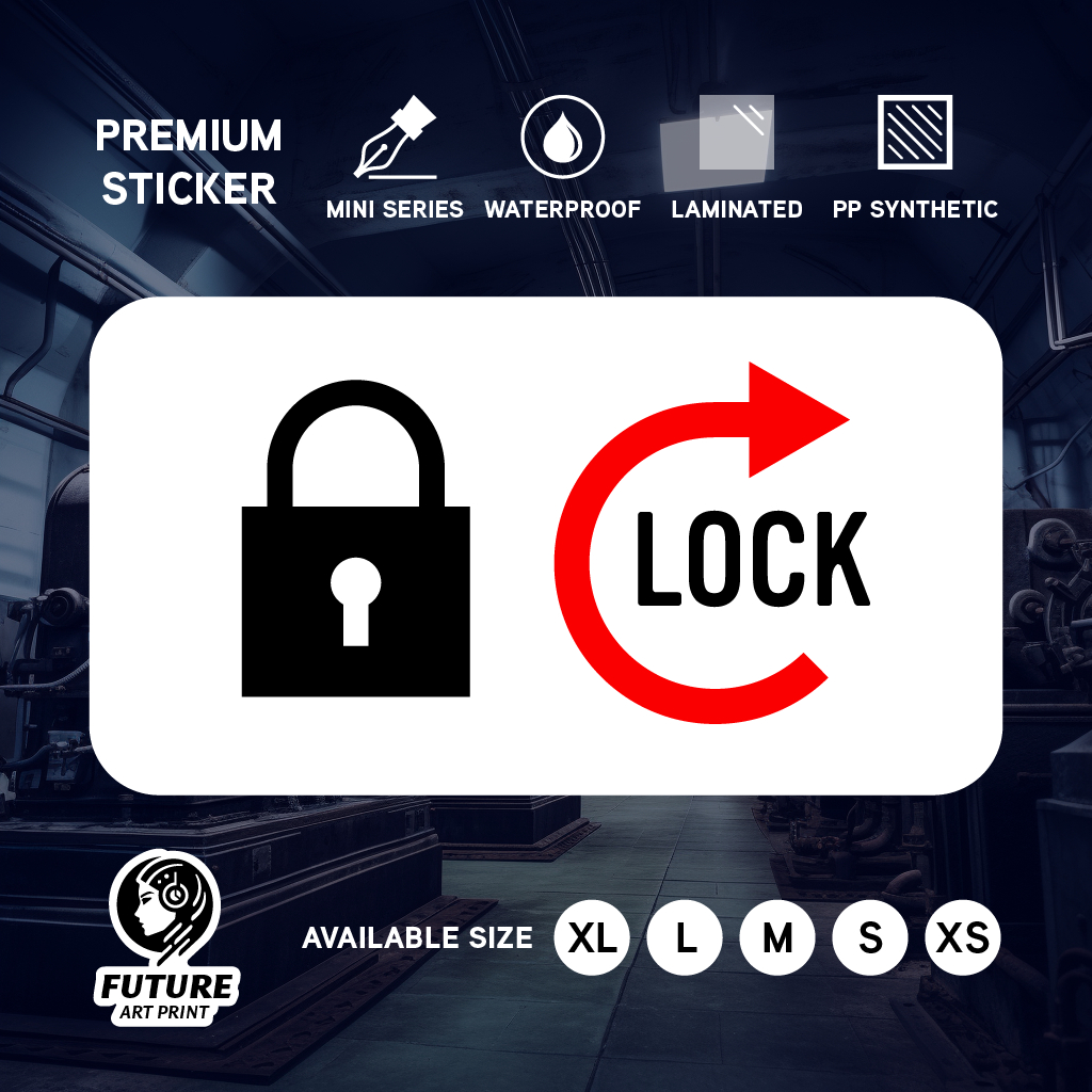 Turn to Lock Unlock. Arrow Key Direction Rotate Instruction. Sticker ...