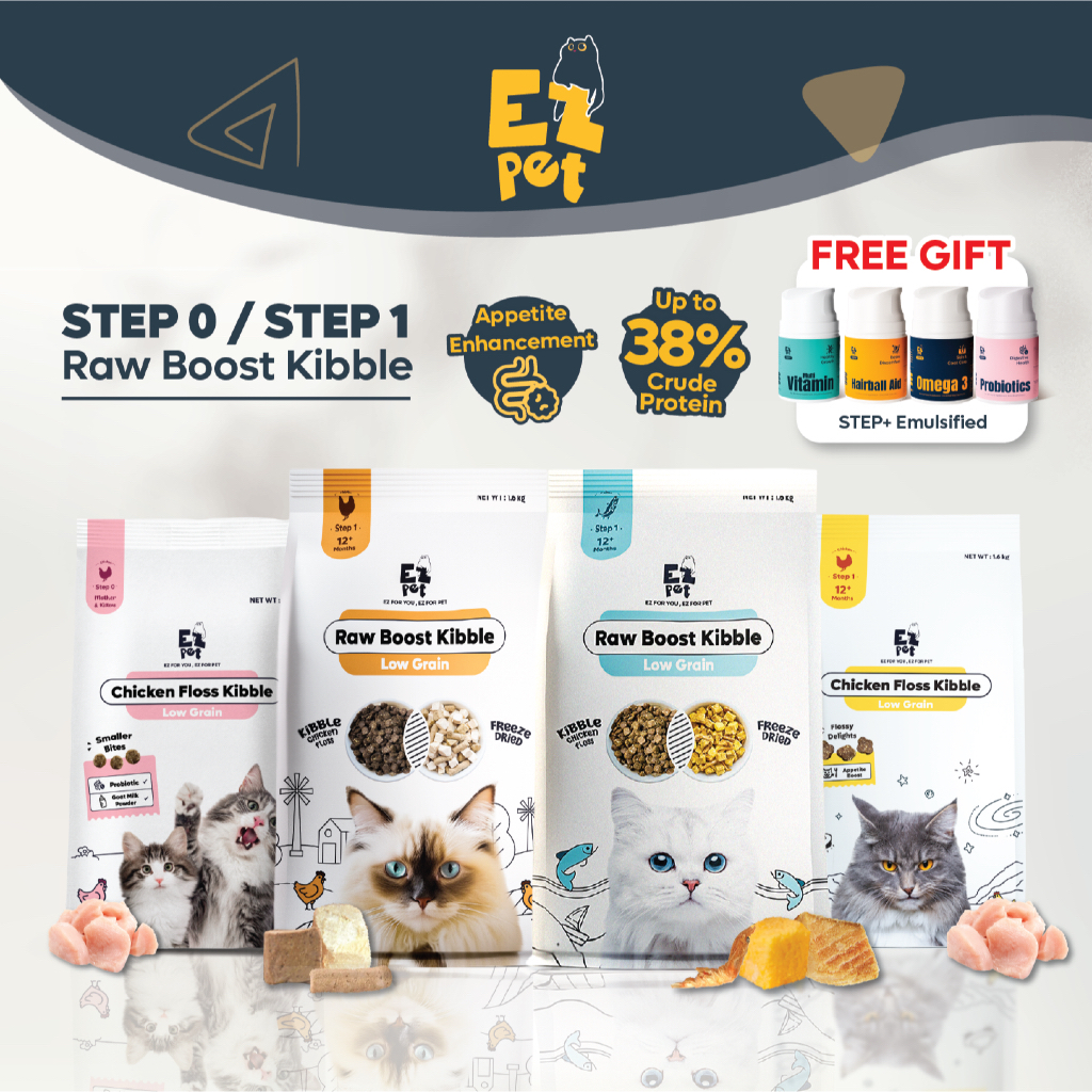 NEW🐱 EZPET【 STEP 0 / STEP 1 Cat Kibbles 1.6KG】Chicken Floss Kibble ...