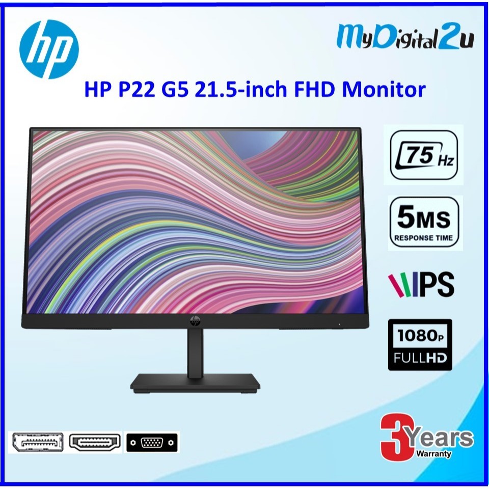 HP P22 G5 21.5 inch FHD Monitor(64X86AA)/ V22v 21.5" G5 FHD Monitor with VA Panel | Shopee Malaysia