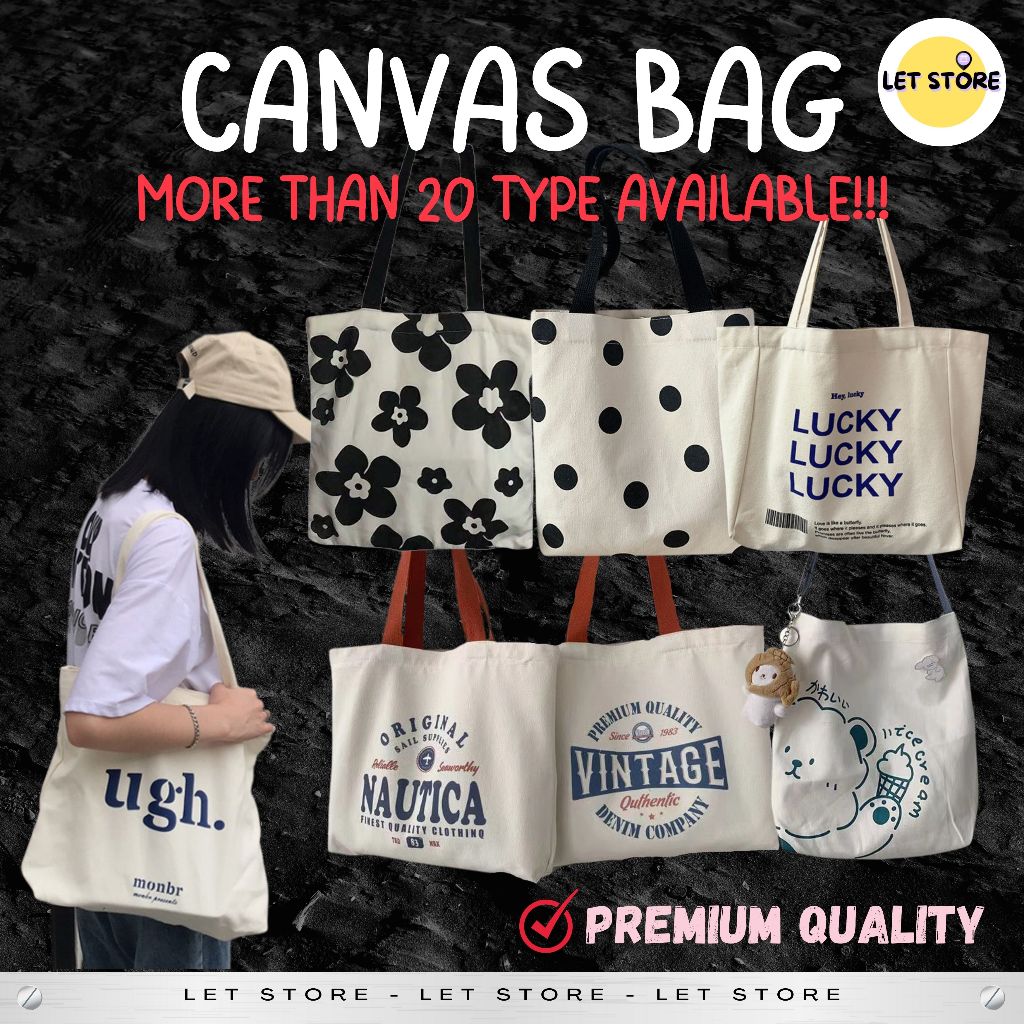 [INS AESTHETIC] 20+ Designs Canvas Tote Bag Large Capacity Shoulder Beg ...