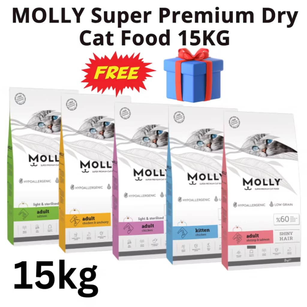 Molly Super Premium Cat Food 15KG Kitten Hairball Renal Care Indoor ...