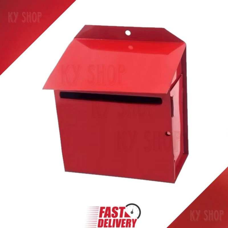 Metal Red Post Letter Box/ Metal Mail Box/ Peti Surat Besi/ Mailbox ...