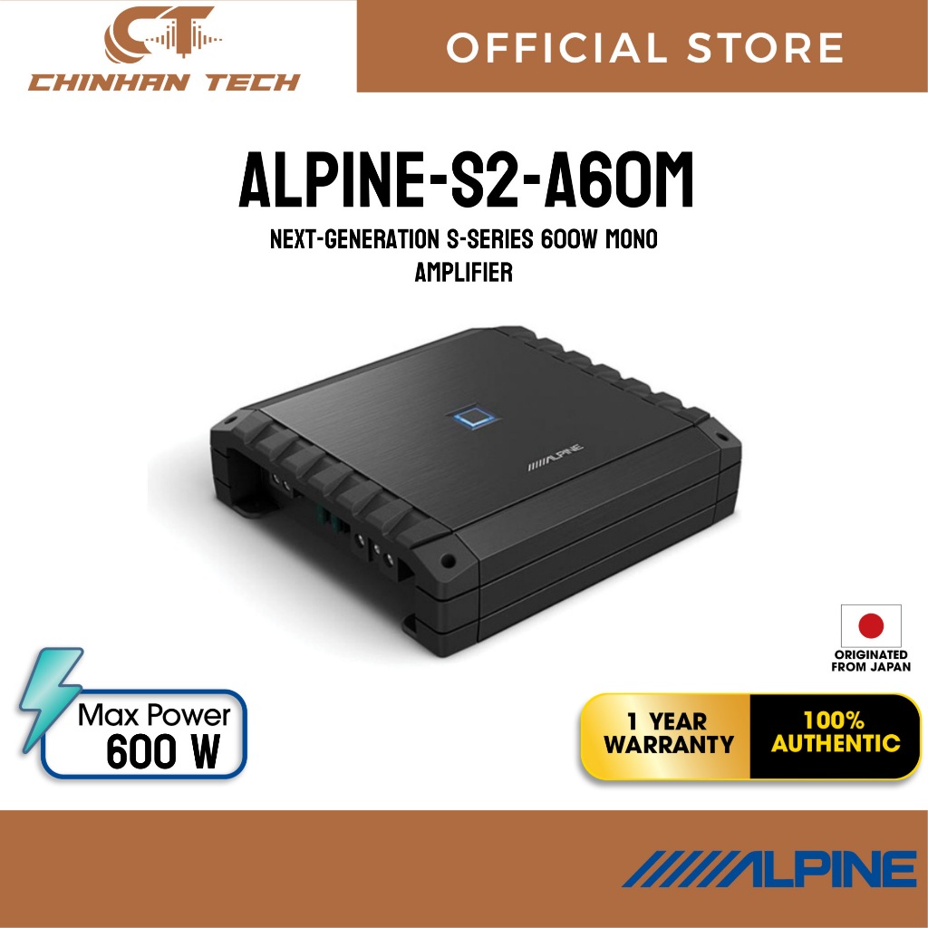 Alpine S2-A60M S-series Monoblock class-D amplifier - 600 watts RMS x 1 ...