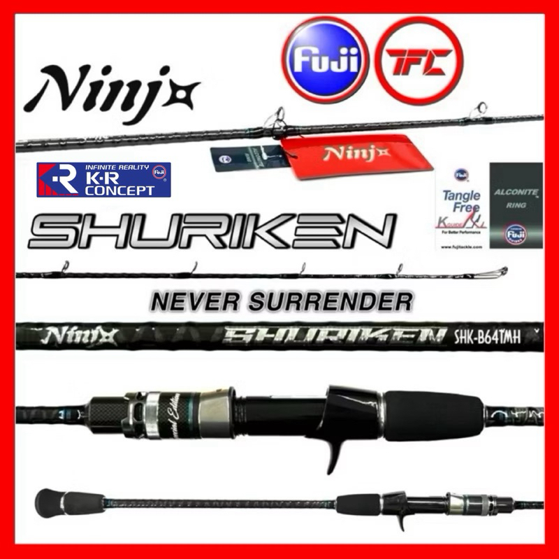 NINJA SHURIKEN Baitcast Overhead & Spinning SW Jigging Rod Joran ...