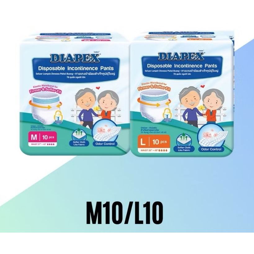 Diapex Basic Plus Adult Diapers Pants M10/L10 (MFD: 12/2024) | Shopee ...