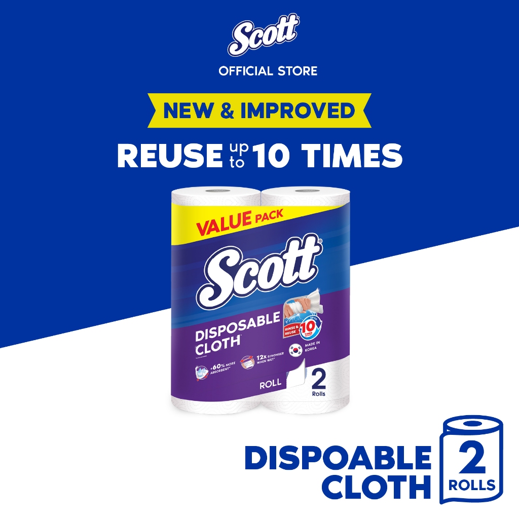 Scott Disposable Cloth-Like Wipes (63's x 2 Packs) | Shopee Malaysia