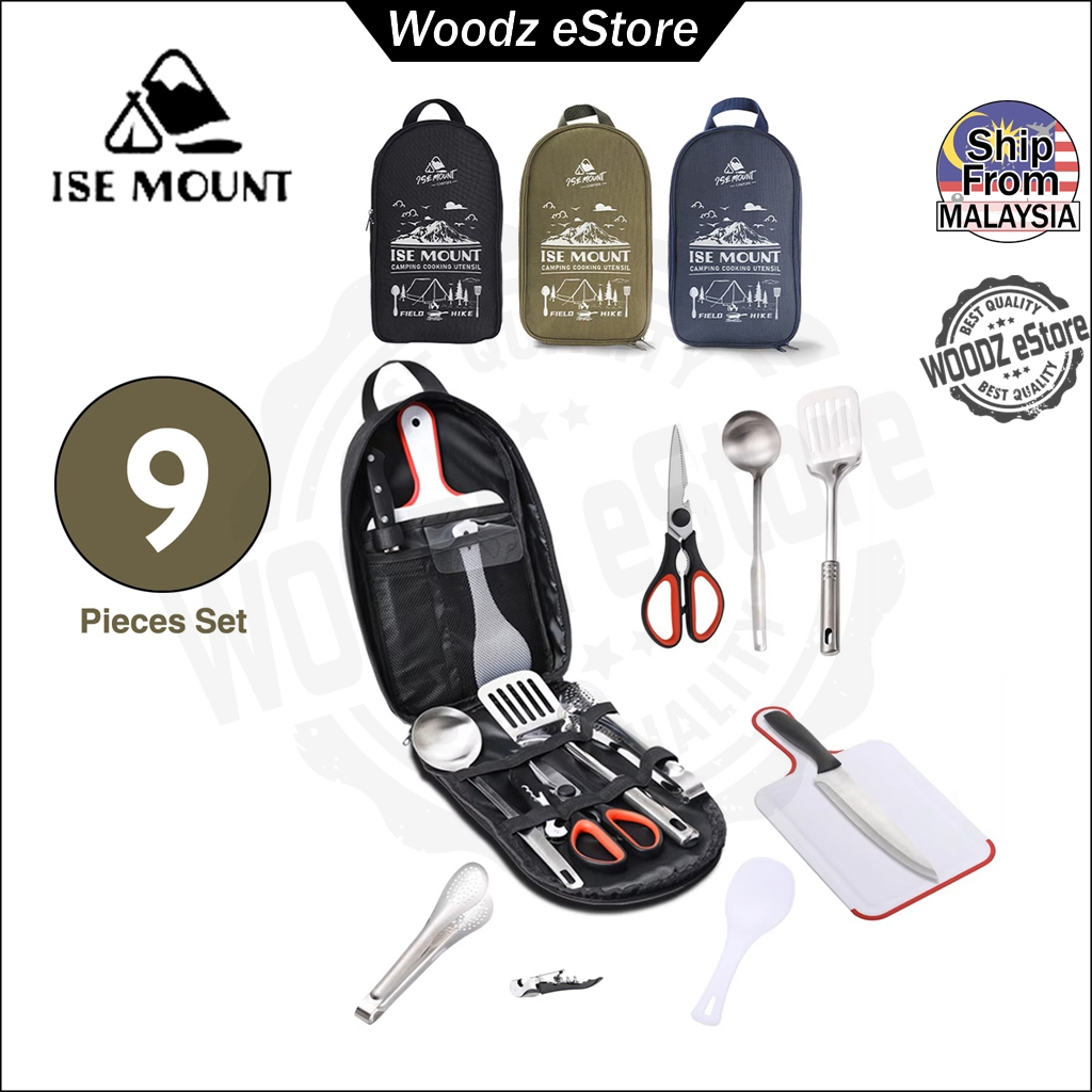 [Woodz] ISE MOUNT Outdoor Kitchenware 9 Pieces Set Camping Kitchen ...