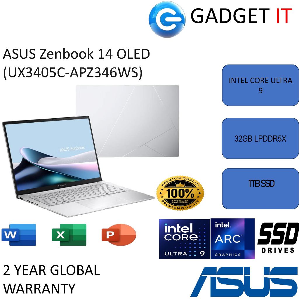 ASUS Zenbook 14 OLED UX3405C-APZ346WS U9-285H/32GB DDR5/ 1TB 4.0/ 14 ...