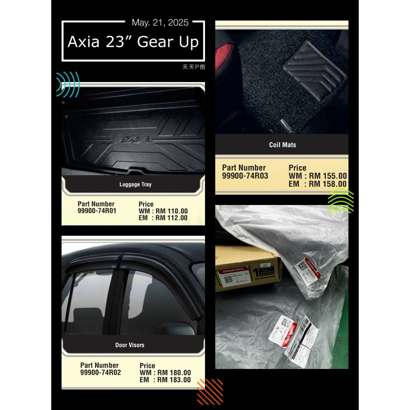 PERODUA GEAR UP DOOR VISOR / COIL MAT ( Axia 23” - present ) 100% ...
