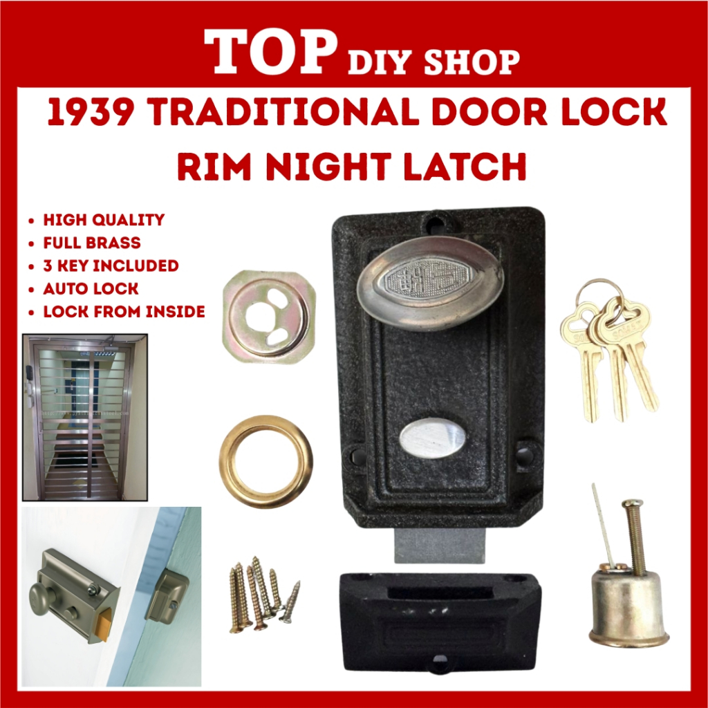 Traditional Wooden Metal Door Lock Rim Night Latch Home Security ...