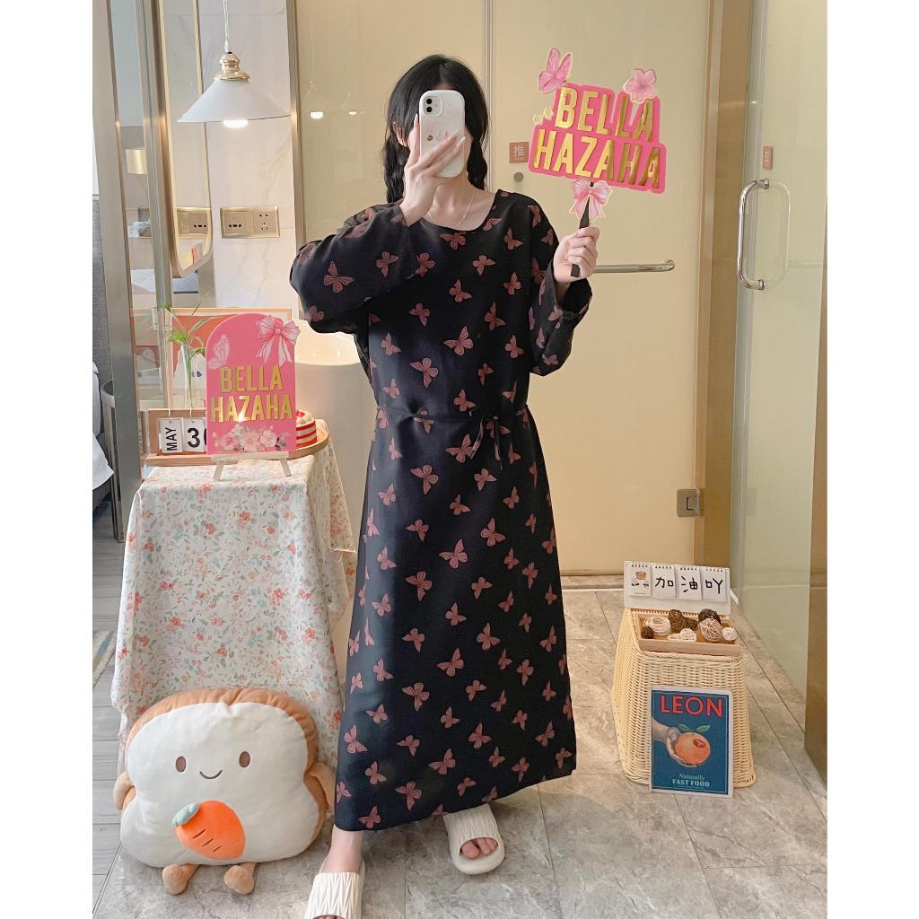 (BELLAHAZAHA)KAFTAN COTTON BUBBLE LONG SLEEVE, BAJU TIDUR WANITA, DRESS ...