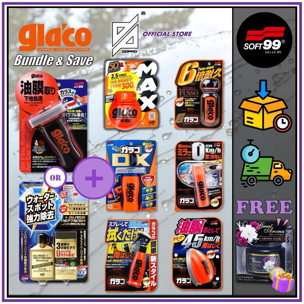 🚗Super Sale🚓 SOFT 99 SOFT99 GLACO COMBO SET - ROLL ON MAX/GLASS COMPOUND/ GLACO DX/ULTRA GLACO ...