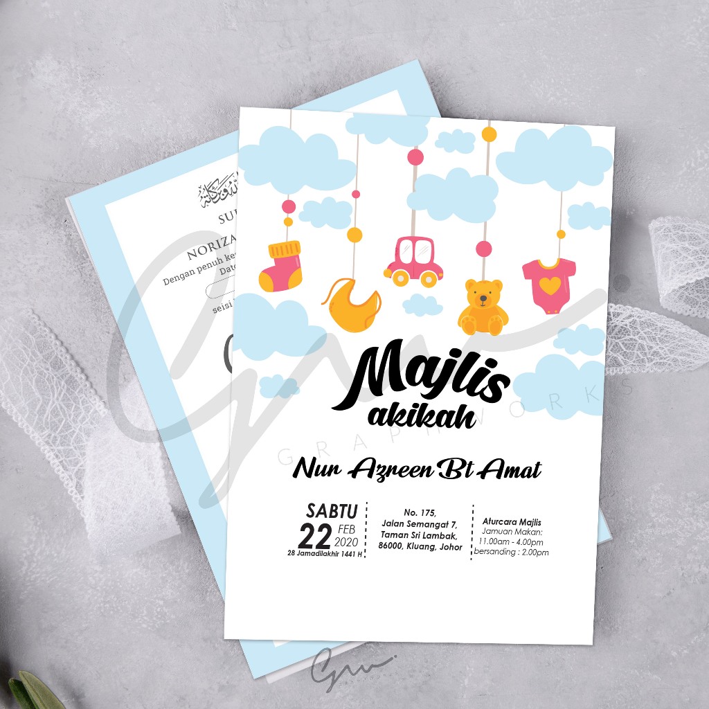 Kad Aqiqah Murah (KARTUN) | PERCUMA SOFTCOPY PDF | Kad Jemputan | invitation Card | with ...