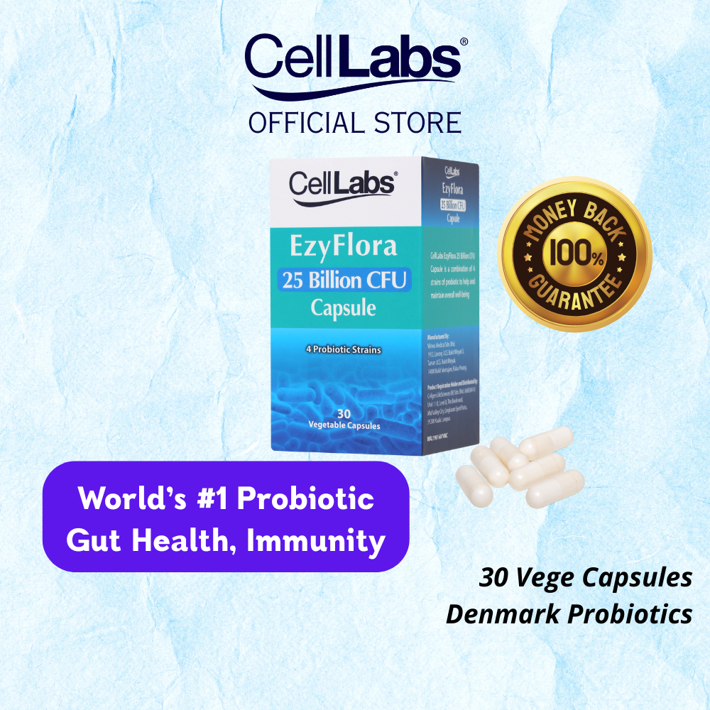 CellLabs EzyFlora PROBIOTIC Supplement High Strength Digestive Gut ...