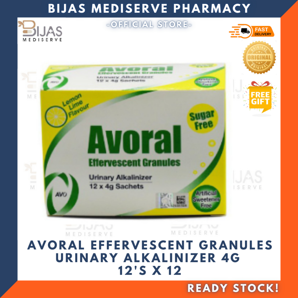 AVORAL EFFERVESCENT GRANULES URINARY ALKALINIZER 12 X 4G SACHETS ...