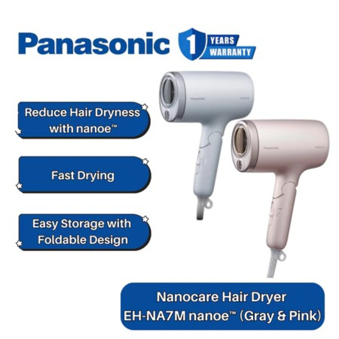 [𝐅𝐑𝐄𝐄 𝐃𝐄𝐋𝐈𝐕𝐄𝐑𝐘] Panasonic Nanocare Hair Dryer EH-NA7M-H655 (Moist Gray) / P655 (Moist Pink ...