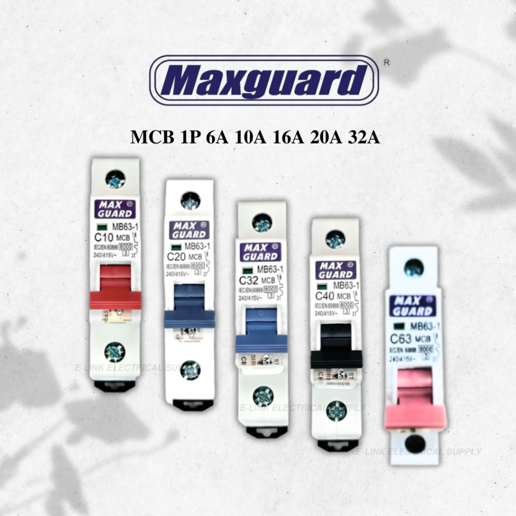 MAXGUARD MCB 1 Pole / 6A / 10A / 16A / 20A / 32A ( 6KA ) | Shopee Malaysia