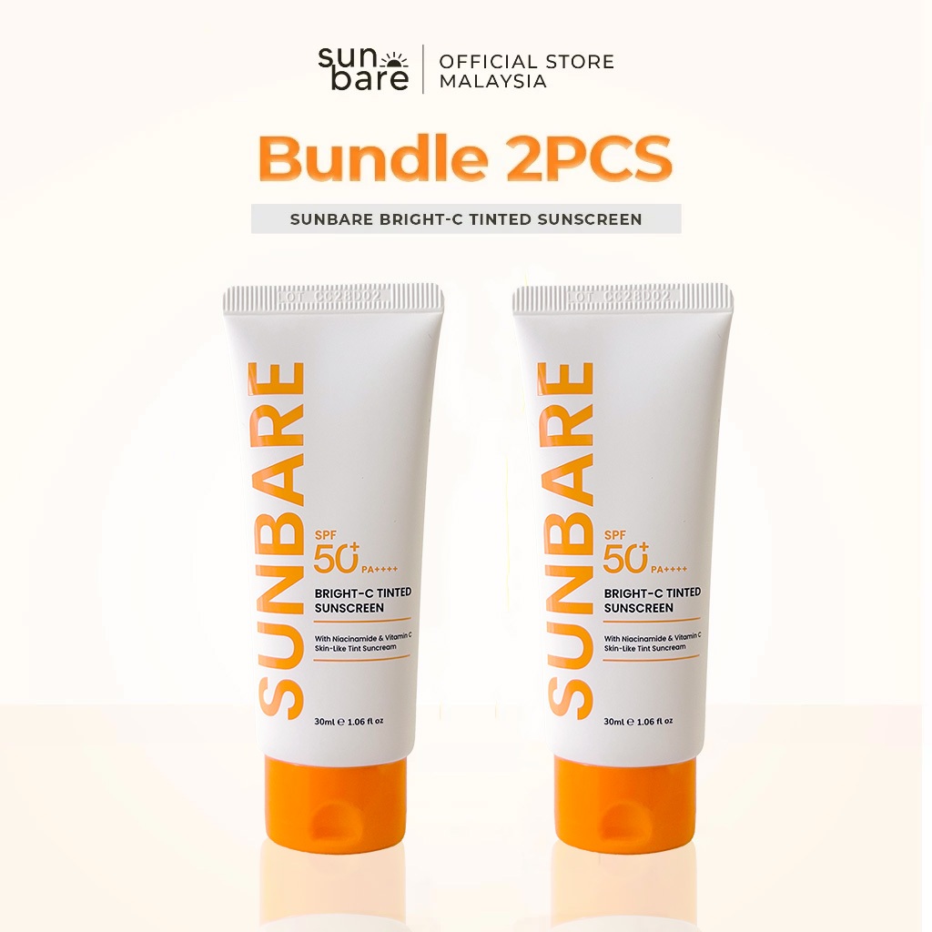 Sunbare Bright-C Tinted Sunscreen SPF 50 PA++++ (2 Pcs) | Shopee Malaysia