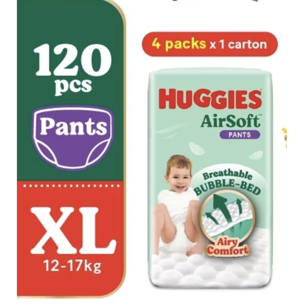 Huggies AirSoft Pants - XL30 (4 Packs) | Shopee Malaysia