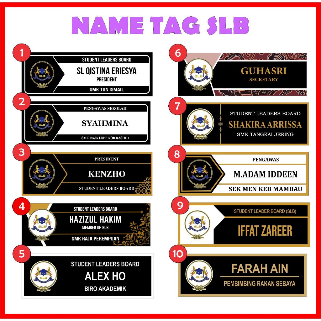 NAME TAG SEKOLAH/PENGAWAS/SPBT/PRS/PSS/ARCYLIC | Shopee Malaysia
