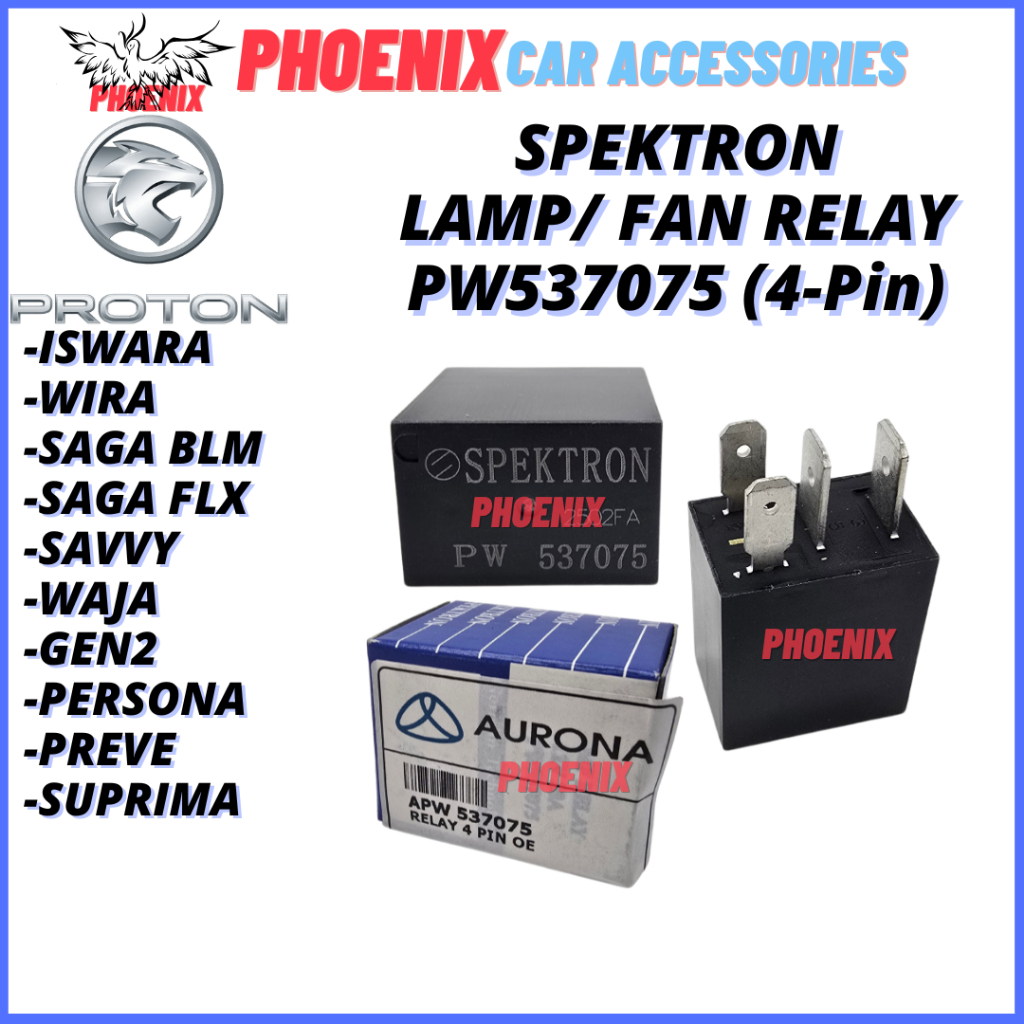 SPEKTRON PROTON ORIGINAL 12V 4 Pin RELAY (PW537075) Headlamp,Fan,Horn ...