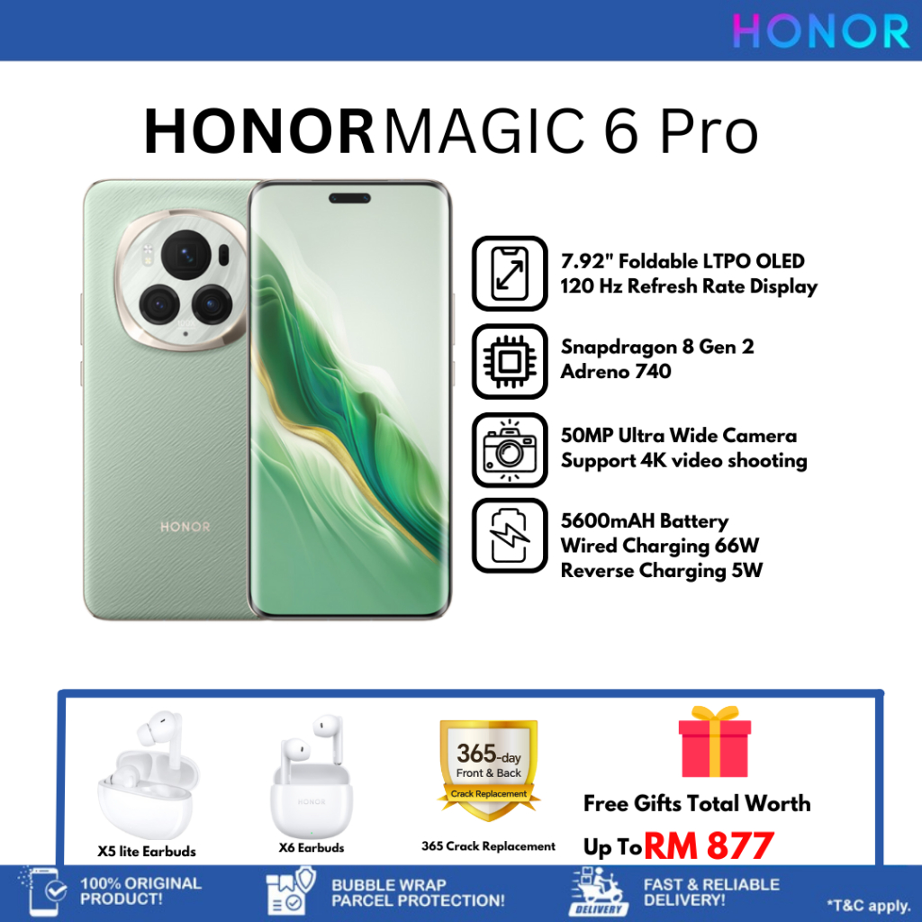 HONOR Magic 6 Pro | 12GB + 512GB | 6.8 inches LTPO Eye Comfort Display | Snapdragon 8 gen | 5600 ...