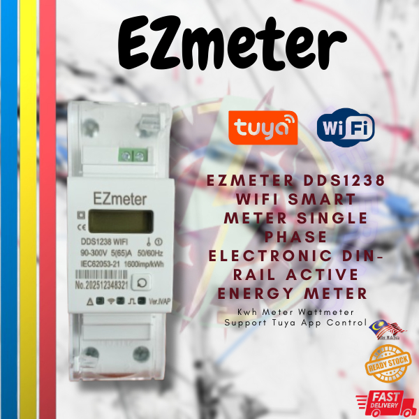 EZmeter DDS1238 WIFI SMART METER SINGLE PHASE ELECTRONIC DIN-RAIL ACTIVE ENERGY METER 5(65)A ...