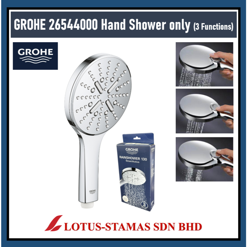 GROHE 26544000 RAINSHOWER SMARTACTIVE 130 HAND SHOWER - 3 FUNCTION ...