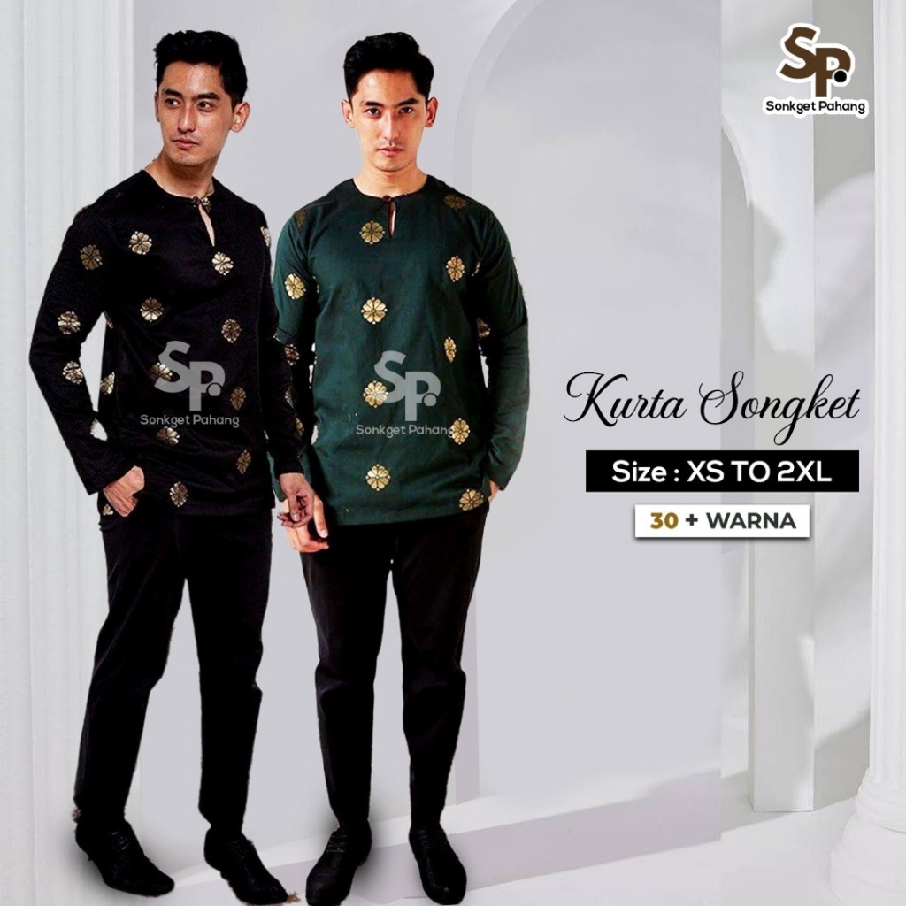 Kurta Songket | Size S-2XL | Songket Tenun Cotton | Songket Tenun | 100 ...