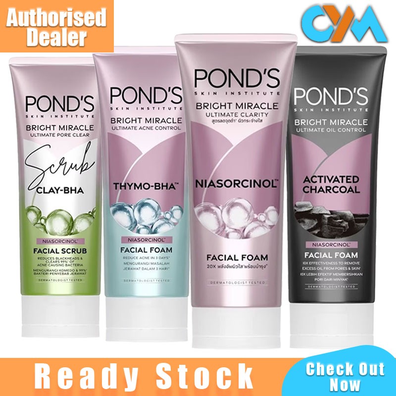 Ponds Bright Miracle Facial Foam 100g Facial Scrub Niasorcinol THYMO ...