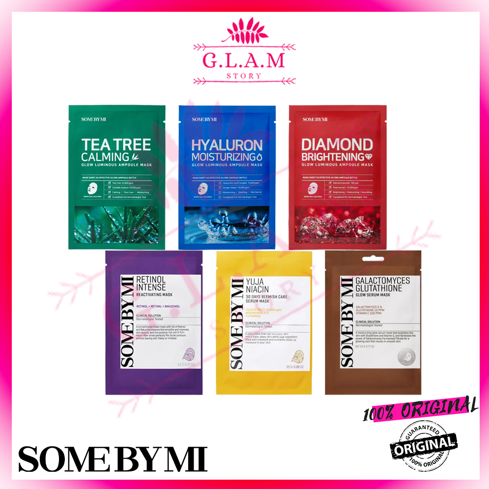 SOME BY MI Glow Luminous Ampoule Mask Tea Tree Hyaluron Diamond Yuja ...