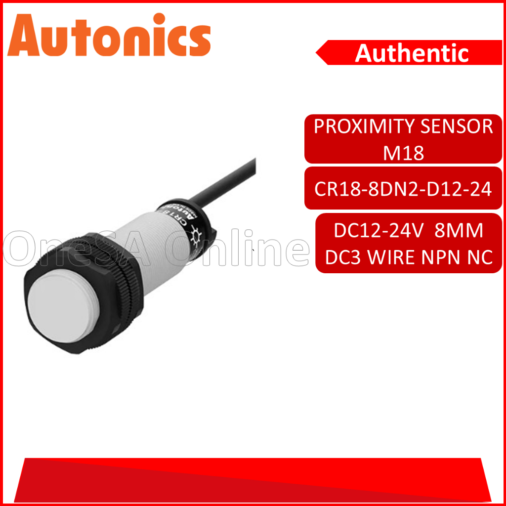 AUTONICS PROXIMITY SENSOR M18 DC12-24V 8MM DC3 WIRE NPN NC(CR18-8DN2-D12-24) | Shopee Malaysia