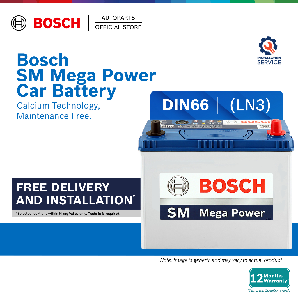 [Installation Provided] Bosch SM Mega Power Car Battery DIN66L LN3 X50 ...
