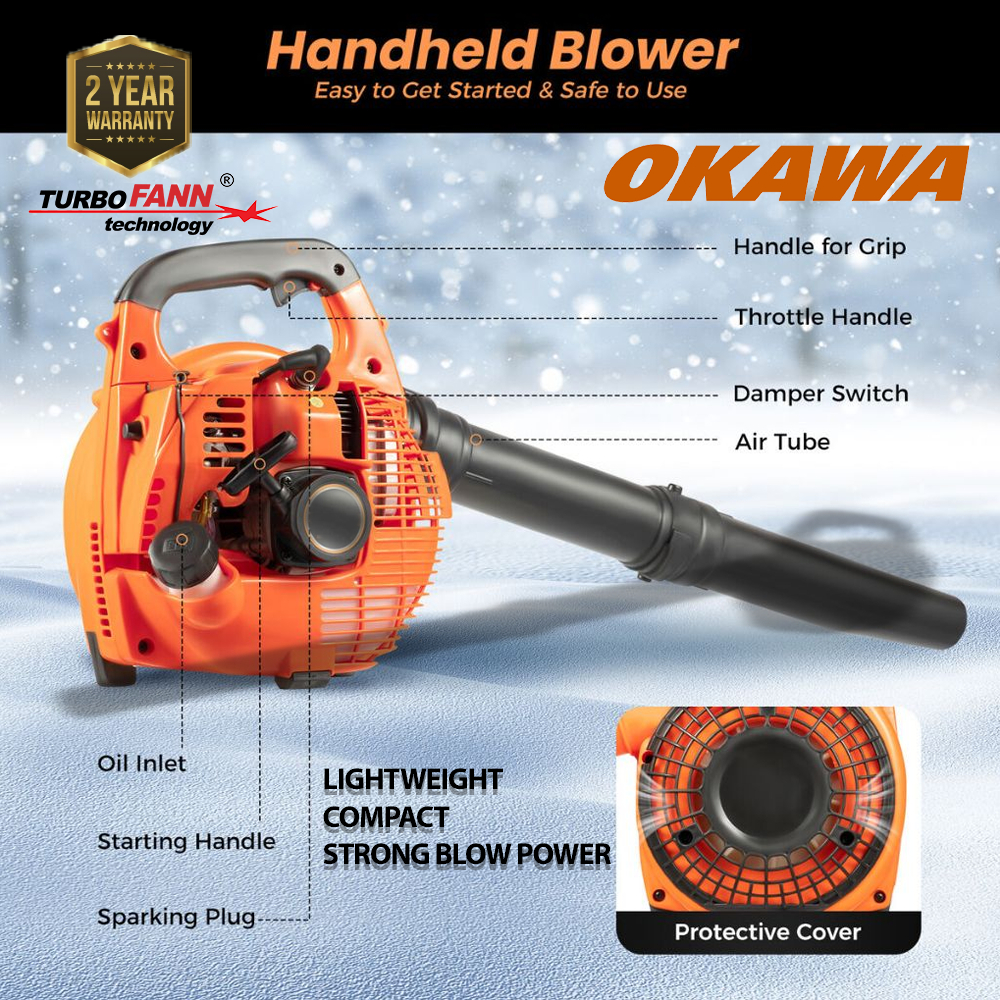 【JAPAN】OKAWA/BRAVADO Portable One Hand Engine Leaf Blower Petrol Hand Air Blower Powerful Wind ...
