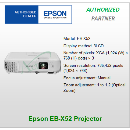 Epson EB-X52 XGA 3800 Lumens 3LCD Projector | Shopee Malaysia