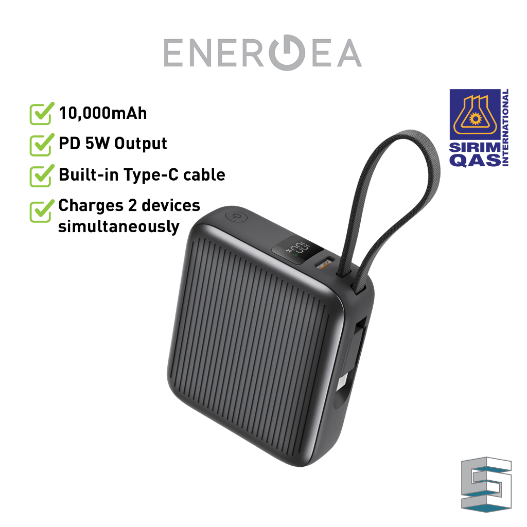 ENERGEA Integra Mini 35, 10000mAh Power Bank with Built In USB-C Cable ...